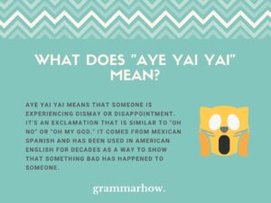 Aye Yai Yai - Correct Spelling, Meaning & Origin (9 Examples)