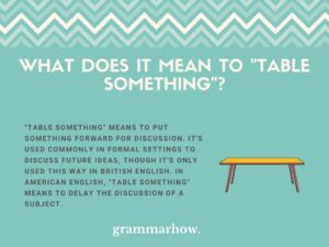 What Does It Mean To "Table Something"? (And Is It Only British?)