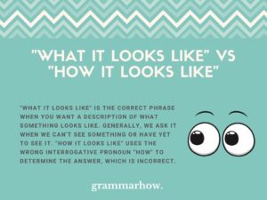 Is It “What It Looks Like” Or “How It Looks Like”? (Correct Version)