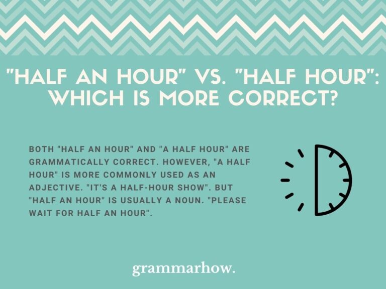 "Half An Hour" vs. "Half Hour": Which Is More Correct? (Important Facts)