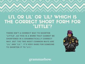 Li'l or Lil' or 'Lil? Here's The Correct Short Form For "Little" (10 ...