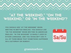 “At The Weekend” vs. “On The Weekend” vs. “In The Weekend”