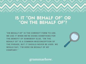 “On Behalf Of” Or “On The Behalf Of”? Correct Version Revealed