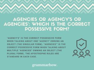 Agencies or Agency's or Agencies'? (Correct Possessive Explained)