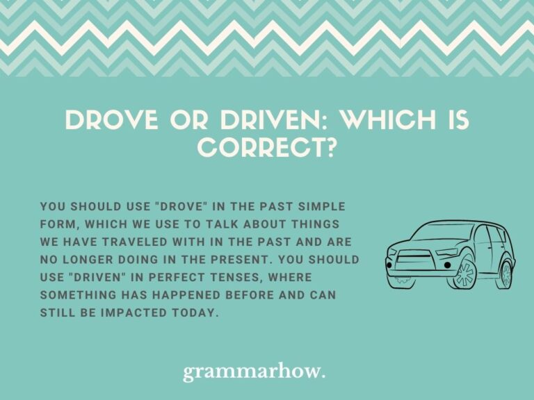 Drove or Driven: Which Is Correct? (Helpful Examples)