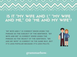 "My Wife And I" vs. "My Wife And Me" vs. "Me And My Wife"