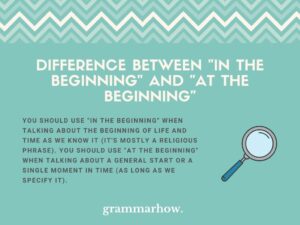 "In The Beginning" Or "At The Beginning"? Difference Explained