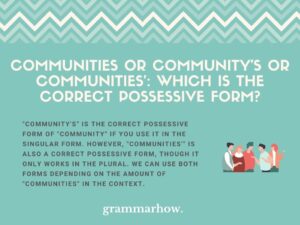 Communities or Community's or Communities'? (Easy Guide)