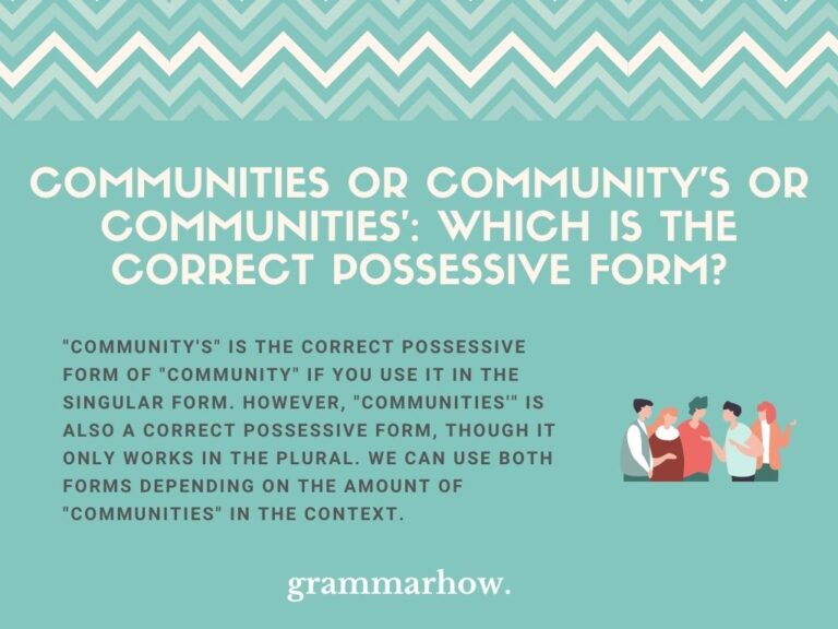 Communities or Community's or Communities'? (Easy Guide)