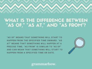 "As Of", "As At", "As From" - Difference Explained (Helpful Examples)