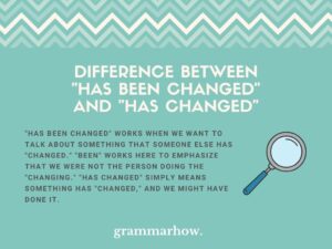 "Has Been Changed" vs. "Has Changed" - Difference Explained