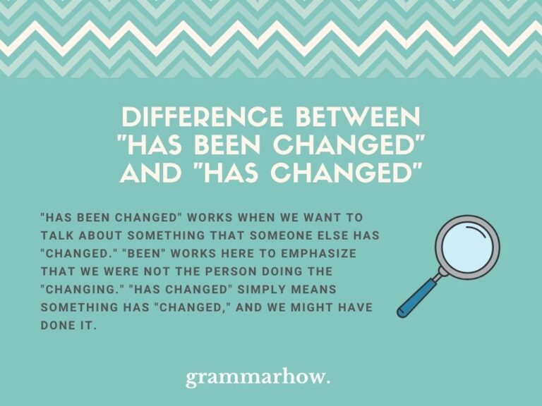 "Has Been Changed" vs. "Has Changed" - Difference Explained