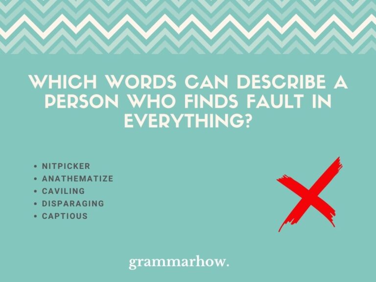 5 Words For A Person Who Finds Fault In Everything