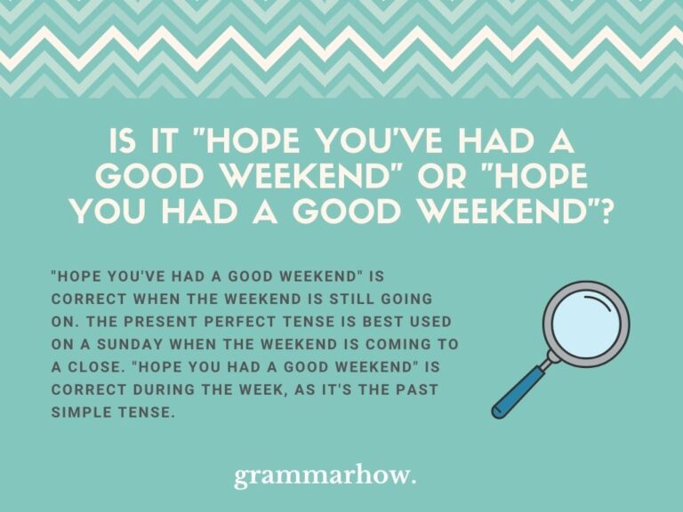 Hope You've Had A Good Weekend vs. Hope You Had A Good Weekend