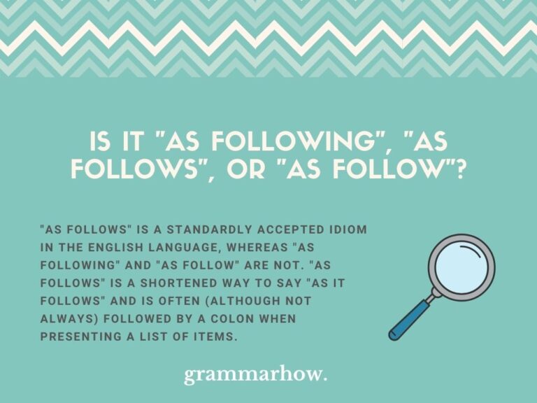 “As Following” vs. “As Follows” vs. “As Follow”
