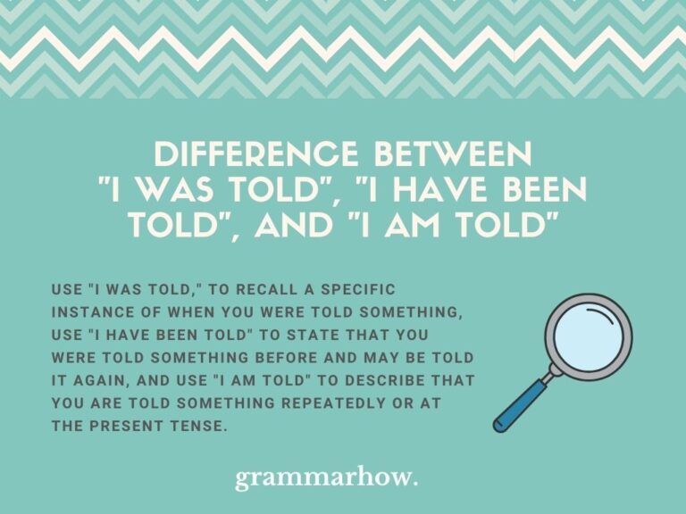 "I Was Told" vs. "I Have Been Told" vs. "I Am Told"