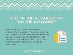 "In The Attached" or "On The Attached" - An Easy Preposition Guide