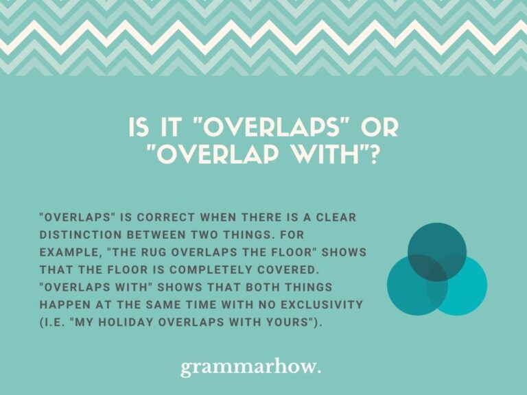 "Overlaps" vs. "Overlap With" - Correct Usage Of "Overlap"