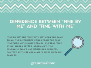 "Fine By Me" vs. "Fine With Me" - Difference (With Examples)