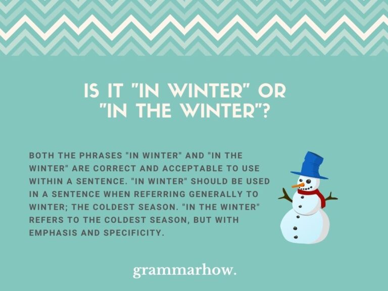 "In Winter" or "In The Winter" - Correct Version (+Examples)
