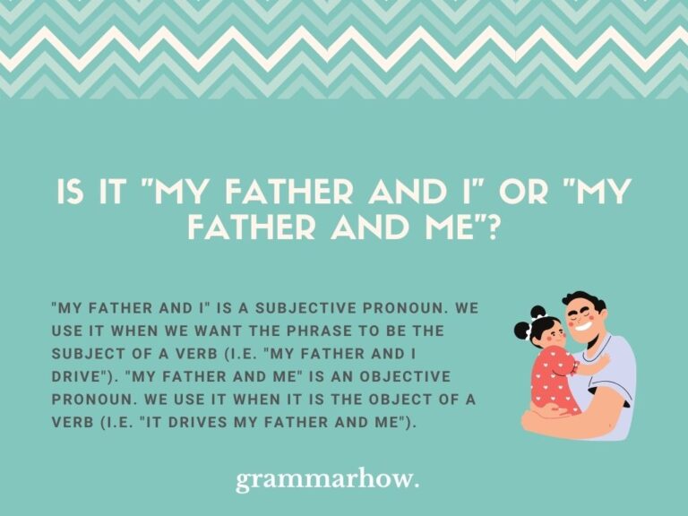 "My Father And I" or "My Father And Me" - Correct Version