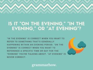 "On The Evening", "In The Evening", or "At Evening"?
