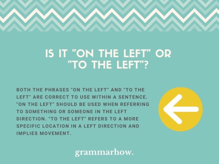 "On The Left" or "To The Left" - Difference Explained