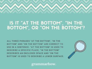 "At The Bottom", "In The Bottom", or "On The Bottom"?