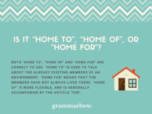 “Home To” vs. “Home Of” vs. “Home For” - Preposition Guide