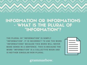 Information or Informations - What Is The Plural Of "Information"?