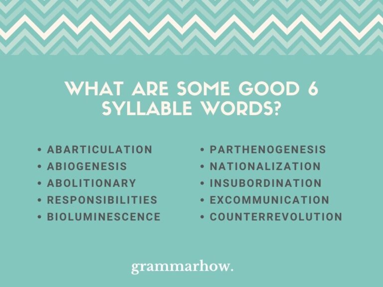 50+ Good 6 Syllable Words (List & Pictures)