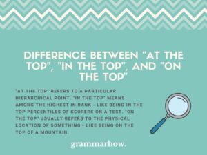 “At The Top” vs. “In The Top” vs. “On The Top”