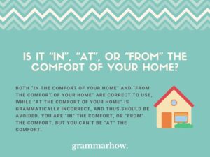 In/At/From “The Comfort Of Your Home” - Correct Preposition