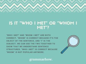 "Who I Met" or "Whom I Met"? Correct Version (With Examples)