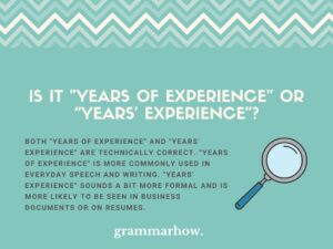 “Years of Experience” or “Years’ Experience”: Correct Version