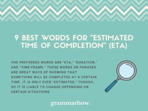 9 Best Words for "Estimated Time of Completion" (ETA)
