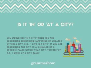 "In a City" or "At a City" - Correct Preposition For Cities