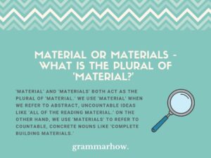 Material or Materials - What Is The Plural Of "Material"?