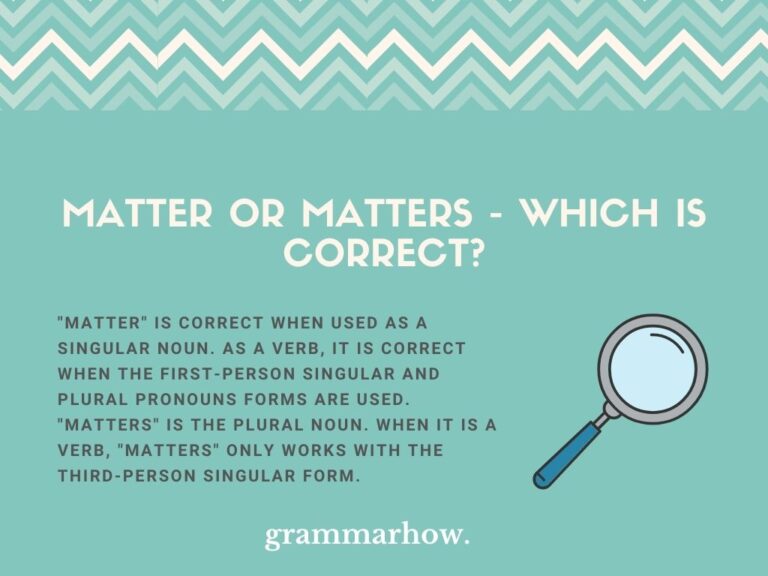 Matter or Matters - Which is Correct? (Helpful Examples)
