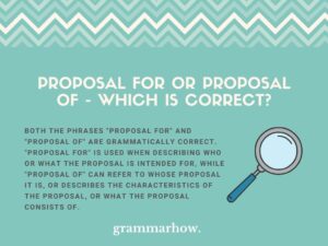 Proposal For or Proposal Of - Which Is Correct?