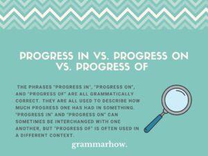 Progress In vs. Progress On vs. Progress Of