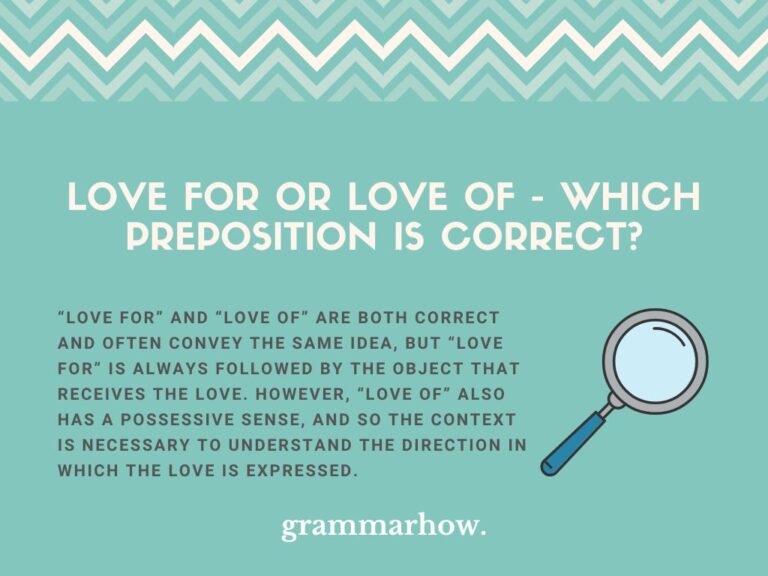 Love For or Love Of - Which Preposition Is Correct?