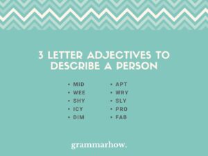 3 Letter Adjectives (Alphabetic List + Most Common)