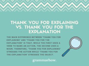 Thank You For Explaining vs. Thank You For the Explanation