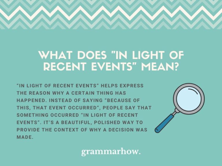 "In Light of Recent Events" - Meaning & Correct Usage