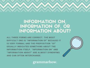 Information On, Information Of, or Information About?