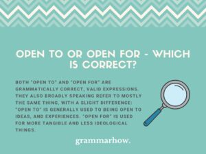 Open To or Open For - Which Is Correct? (Helpful Examples)