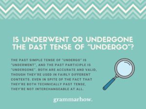 Underwent or Undergone? Correct Past Tense of "Undergo"