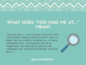 "You Had Me At…" - Meaning Explained (With Examples)
