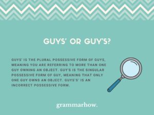 Guys' or Guy's? (Correct Possessive Form)